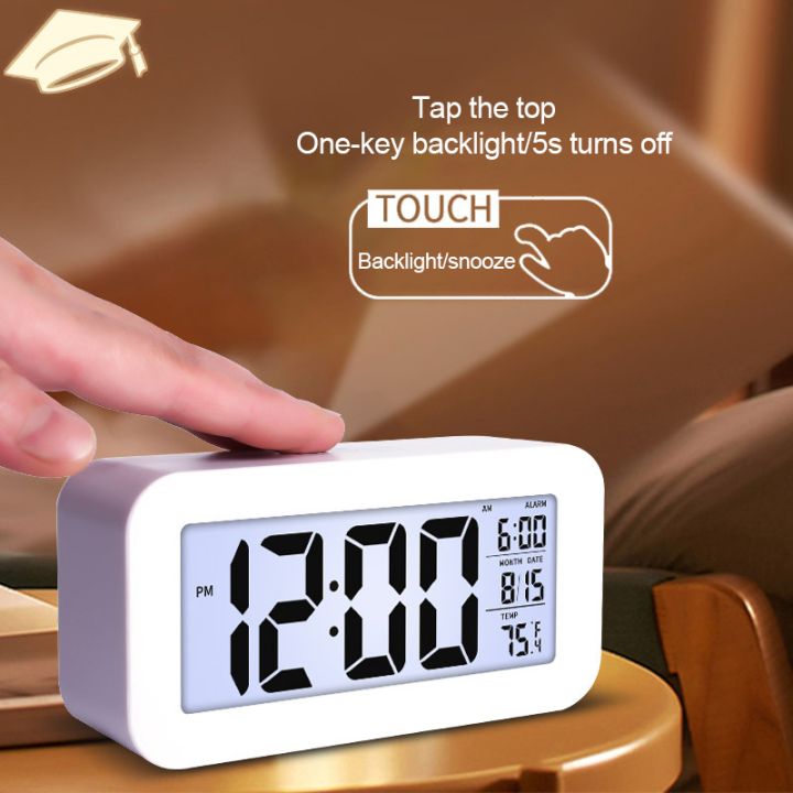 Large Led Backlight Display Clock Touch Digital Alarm Clock Snooze Data