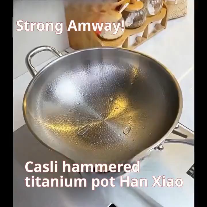 German Pure Titanium Wok Uncoated Scale Hammer Pattern Titanium Wok ...
