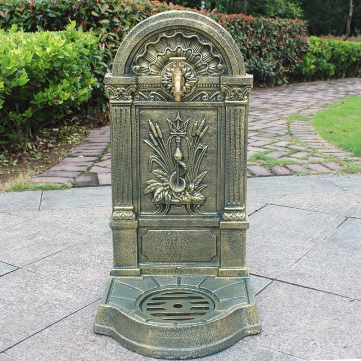 European Cast Iron Art Outdoor Wash Basin Courtyard Sink against Wall ...