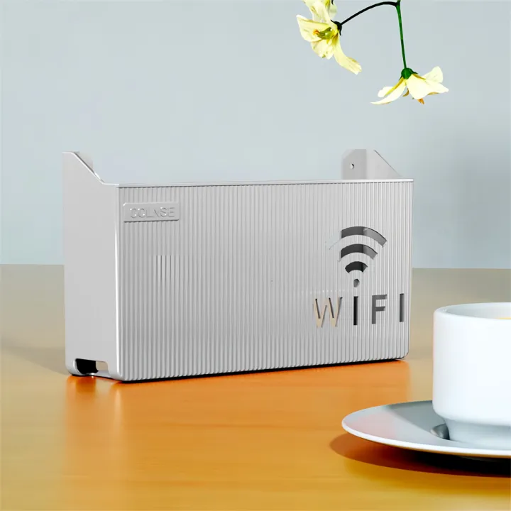 ABS Wall Mounted Wifi Router Shelf Hole Punchless Router Organizer ...