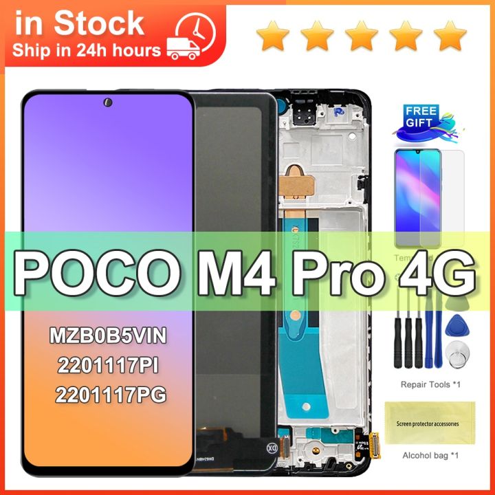 6.43'' Super AMOLED For Xiaomi Poco M4 Pro 4G LCD 2201117PI 2201117PG MZB0B5VI Display Touch ...