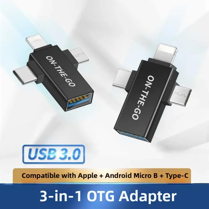 W | 3-in-1 OTG Adapter USB Flash Drive Converter Multi-Function Data ...