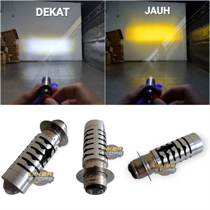 Lampu Led Depan H6 Laser 2 Warna Plus Senja Biru Motor Matic & Bebek ...