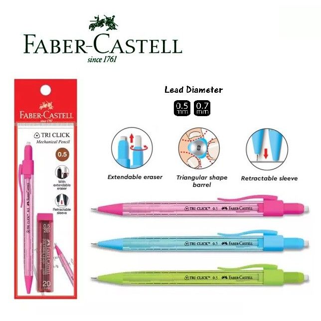 Faber Castell Tri Click Mechanical Pencil + Lead - (1s/CARD) | Lazada
