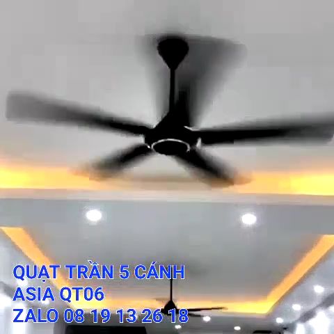 [Giá Tốt] Quạt trần 5 cánh Asia QT06, điều khiển hộp số, màu ĐEN, cánh thép, công suất 80W, b/h ...