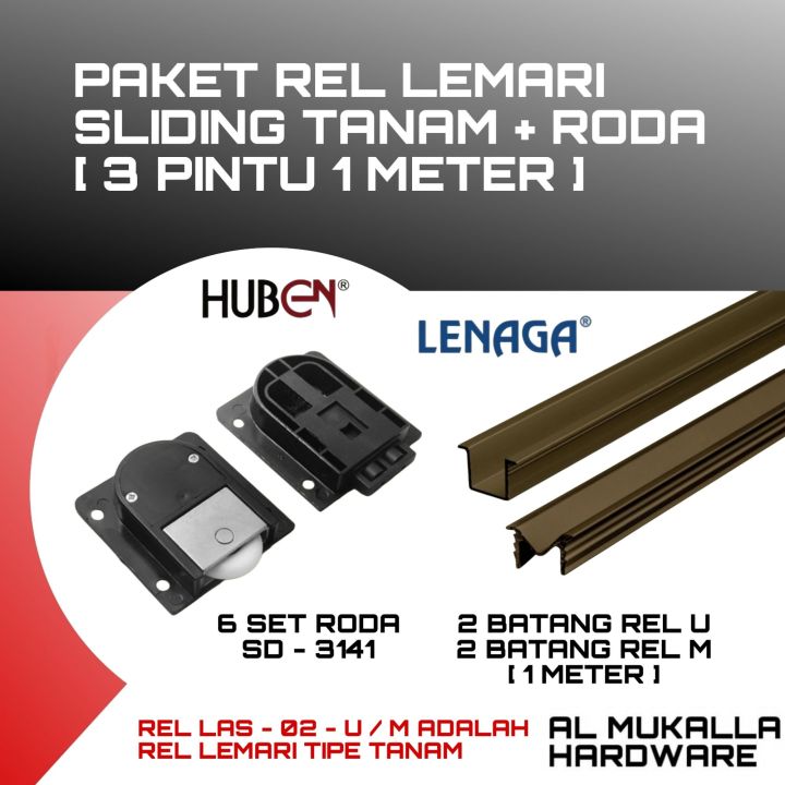 [ 3 Pintu + 1 Meter ] Rel Lemari Sliding Tanam 3 Pintu 1 Meter Rel LAS ...