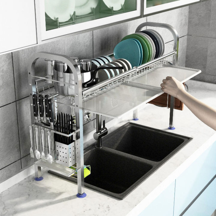 304 Stainless Steel Sink Storage Shelf Kitchen Bowl Rack Dish Storage ...
