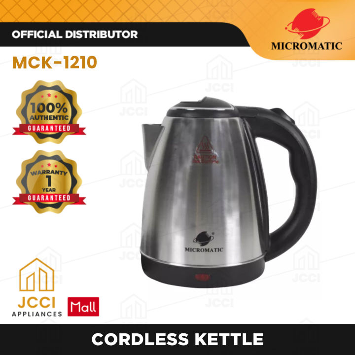 Micromatic Electric Kettle 1.2L Stainless Steel Automatic boiling shut ...