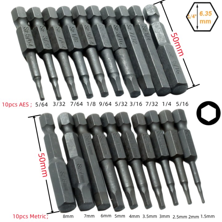 10Pcs 1/4" Diameter Quick Release Shank Magnetic Screwdriver Bit Set ...