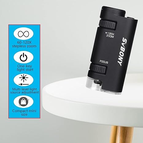 SVBONY SV603 Mini Pocket Microscope 60x-120x LED Lighted Zoom | Lazada PH