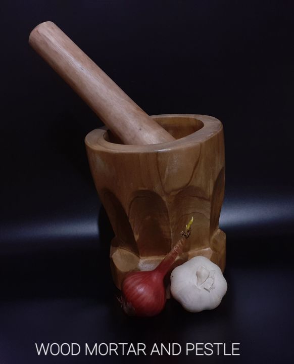 Ironsight101 ( 1 pc) LARGE , WOODEN MORTAR AND PESTLE, Almires / kahoy ...