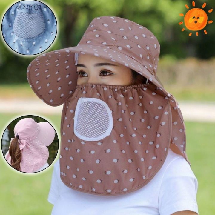 2025 New Sun Hat Covering Face Sun Hat Mask Anti-ultraviolet Neck ...