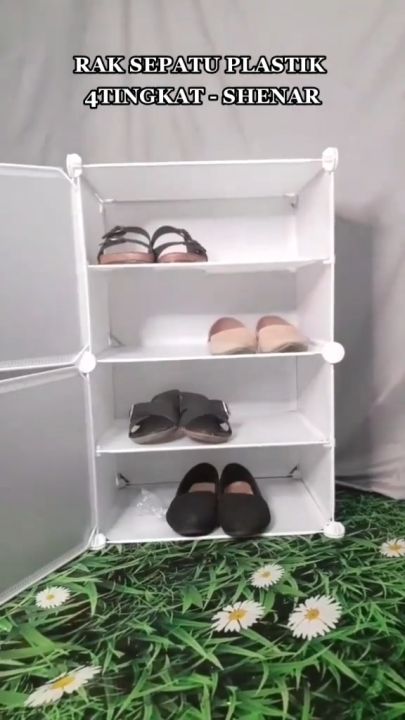 Rak Sepatu Anti Debu 4 Susun Shoe Rack Portable Serbaguna Kotak Sepatu ...