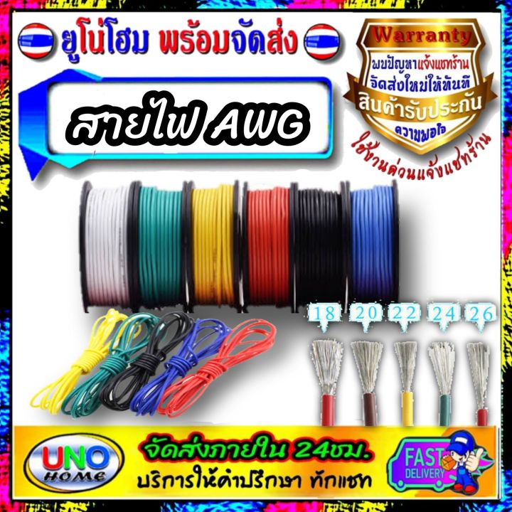 สายไฟอ่อน สายไฟ AWG สายเดี่ยว เส้นฝอย ไส้เงิน(ไส้เต็ม) คุณภาพดี ความยาว ...
