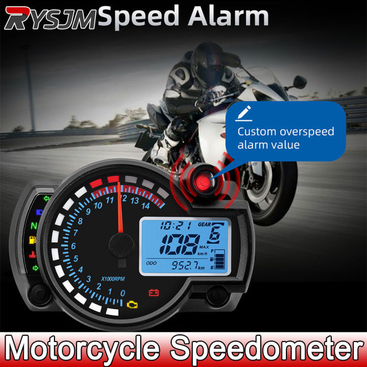 Motorcycle Speedometer LCD Digital Motorcycle Tachometer Odometer ODO ...
