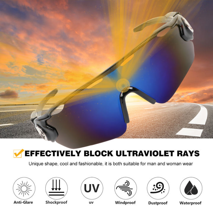 แว่นตาแว่นกันแดดกีฬากลางแจ้งปั่นจักรยาน400 UV สำหรับขี่จักรยานแว่นตาวิ่งวิ่งอุปกรณ์เสริม8สี ...