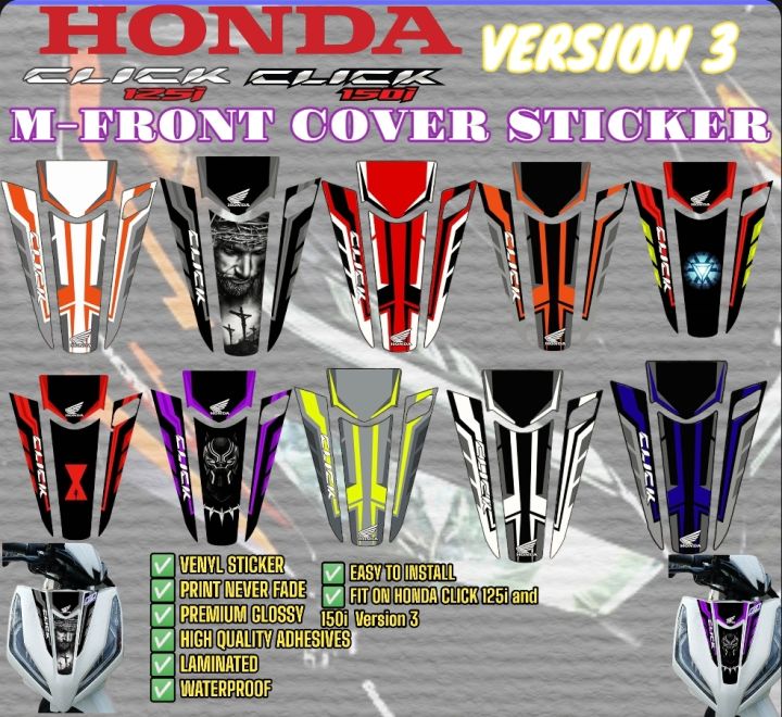 Click 125i and 150i version 3 M-Front Cover Sticker / Click V3 ...