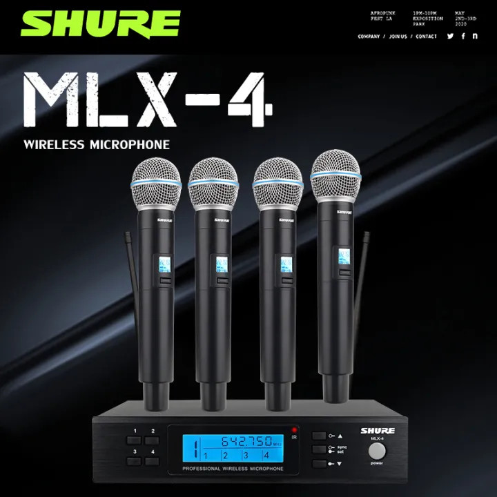 SHURE MLX-4 Professional wireless microphone, (1 receiving host, 4 ...