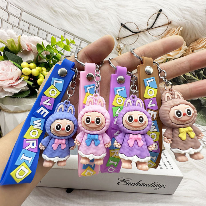 Ready Stock 1pcs Labubu Keychain, Cartoon Anime Pendant Doll Key Chain ...