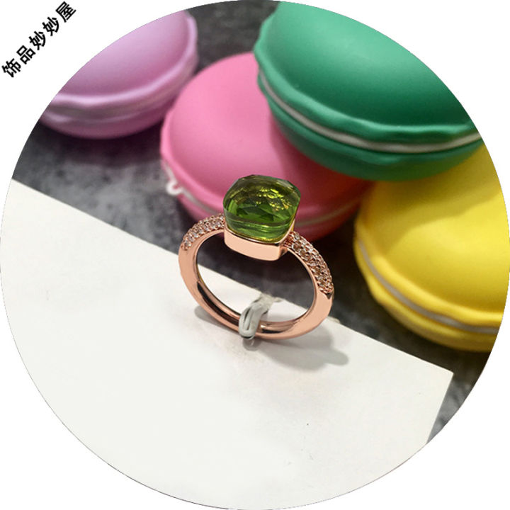 BaoMan Rose Gold Diamond Embedded Ring Women's High-End Artificial ...