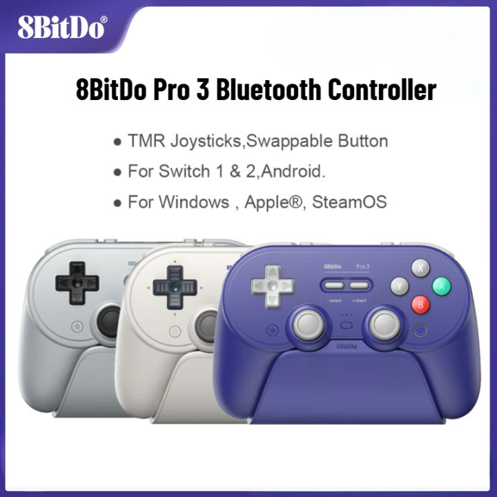 8BitDo Pro 3 Wireless Bluetooth Controller TMR Joysticks, with Charging ...