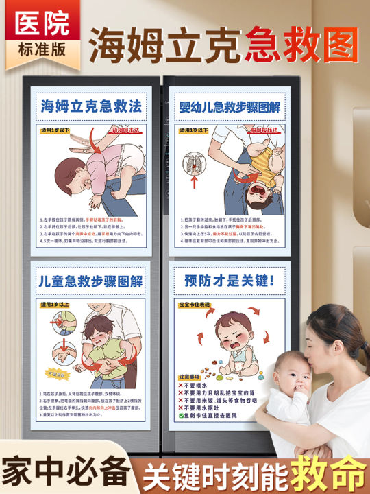 Heimlich Maneuver Wall Chart Baby Refridgerator Magnets Kids First Aid ...