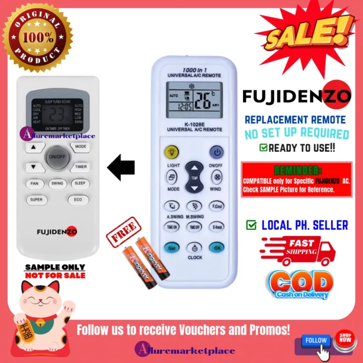 FUJIDENZO AIRCON Remote Replacement Ready to USE Universal for FUJIDENZO AIR CONDITIONER Remote ...