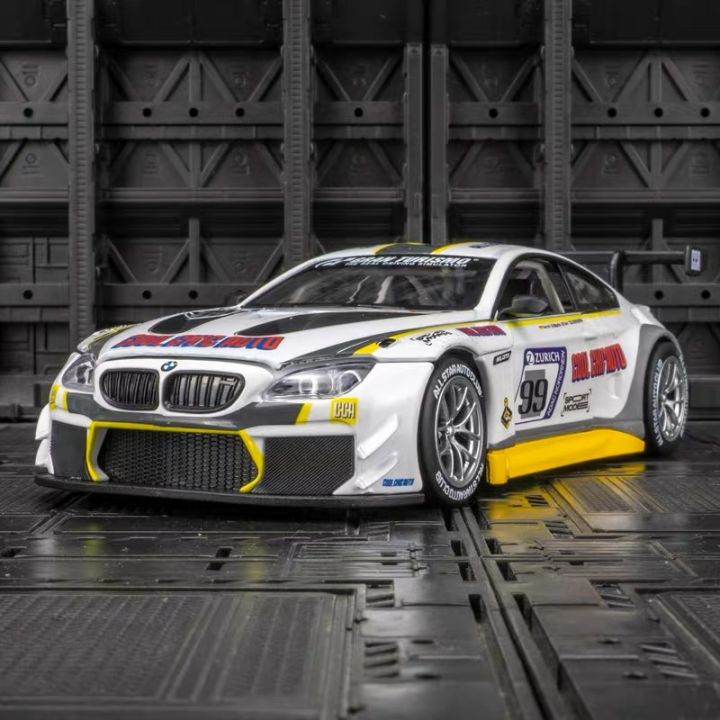 โมเดล BMW M6 GT 3 สเกล 1/24 พร้อมฐาน มีเสียง มีไฟ ล้อเลี้ยวได้ บอดี้ ...