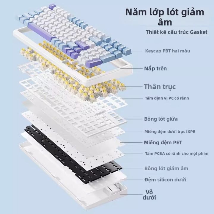 AULA | Bàn phím cơ không dây Bluetooth ba chế độ F99 của Wolf Spider ...