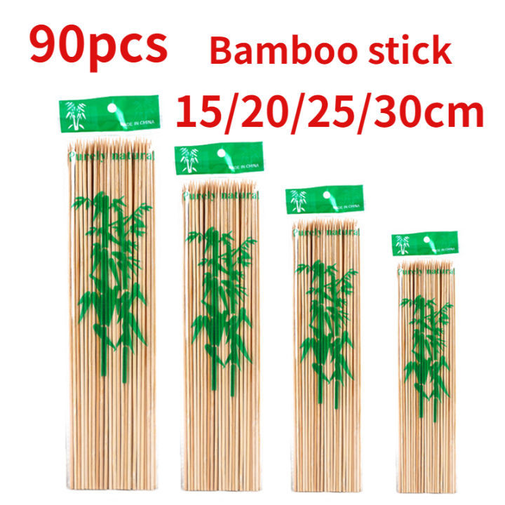 90pcs 15/20/25/30cm boleh guna buluh lidi BBQ daging lidi sayur-sayuran ...