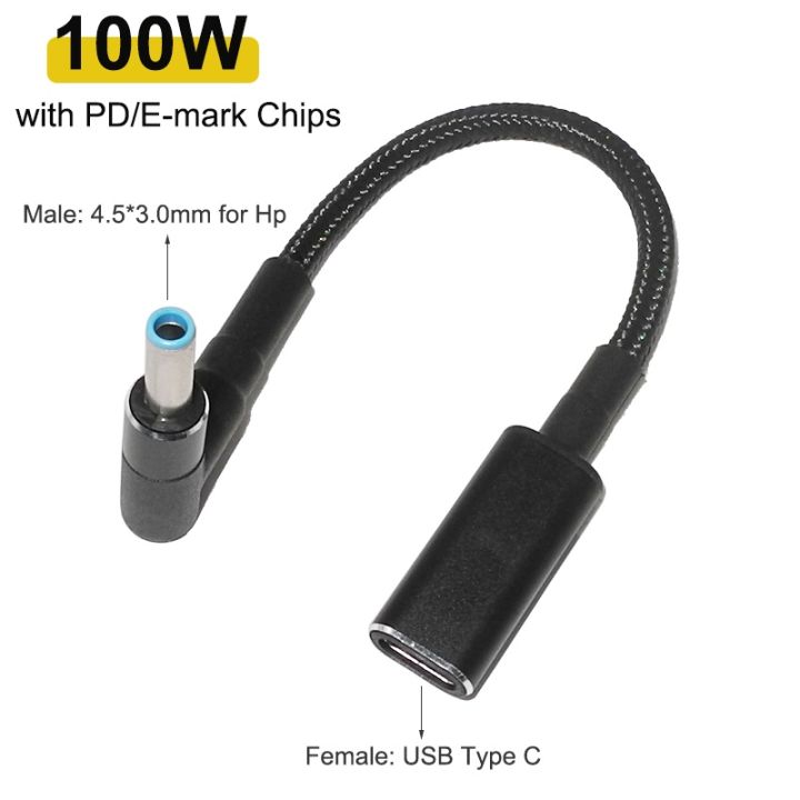 100W USB Type C Fast Charging Cable Type C to 4.5x3.0mm Plug Converter ...