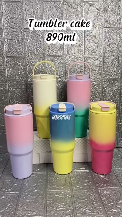 Tumbler Viral Gradasi With Handle Tenteng Ukuran 900ml Dengan 2 Cara ...