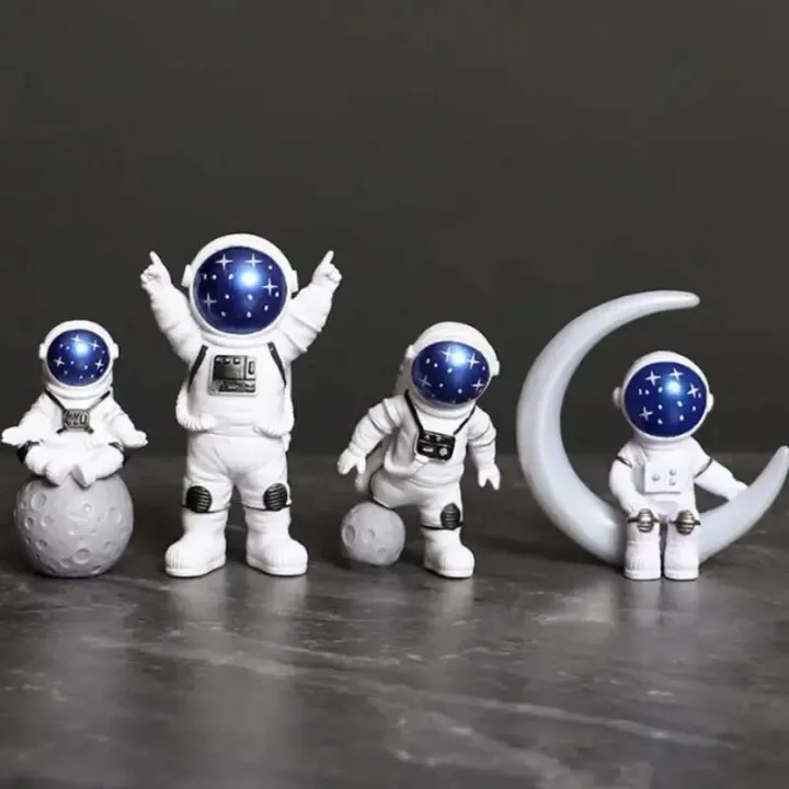 4 Pcs Astronaut Statue Ornament Spaceman Sculpture Desktop Home ...