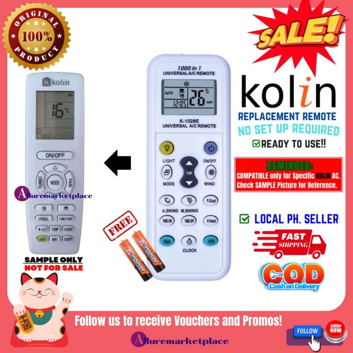 KOLIN AIRCON Remote Replacement Ready to USE Universal for KOLIN PRIMUS ...