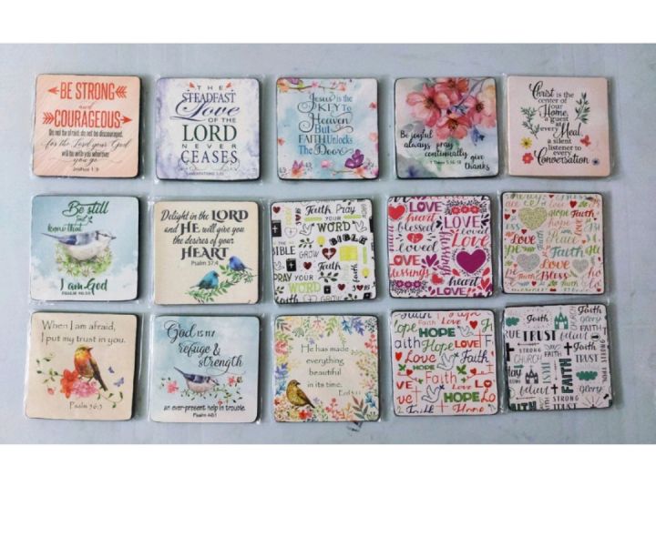 MDF COASTER SERIES SET OF 5 (Cork Based) with Bible Verse • Christian ...