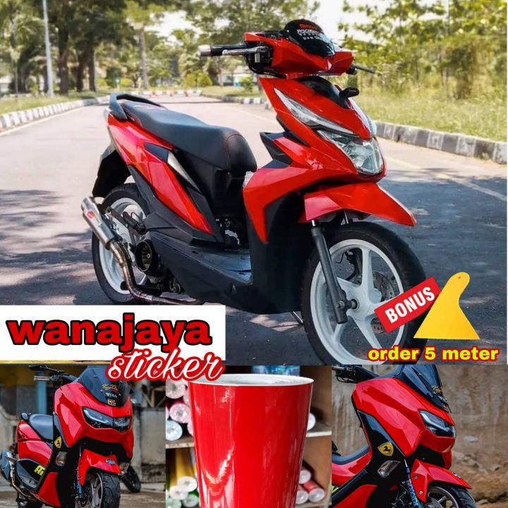 STIKER SKOTLET MOTOR WARNA MERAH / STIKER MOTOR MERAH GLOSSY / SKOTLET ...