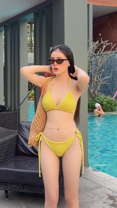 🌈SpinnyHouse🌈ชุดบิกีนี่ เซ็ต2ชิ้น ผ้าเปลือกไม้ 🍒 ทรงผ้าคือดีม้าก สไตล์เกาหลีสุด สายอวบใส่ได้ ใส่ ...