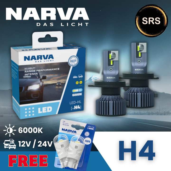 หลอดไฟหน้ารถยนต์ NARVA LED H4 6500K (12V / 24V) แถม T10 led Narva ...