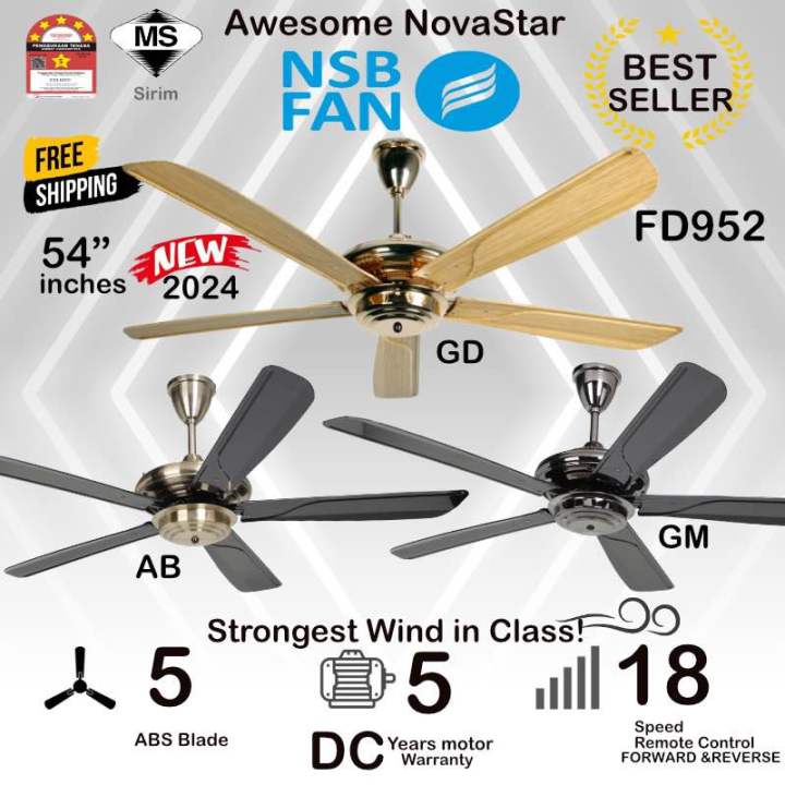 NSB Fan FD952 DC motor Xtreme Max 54” /42” Remote Control Ceiling Fan ...