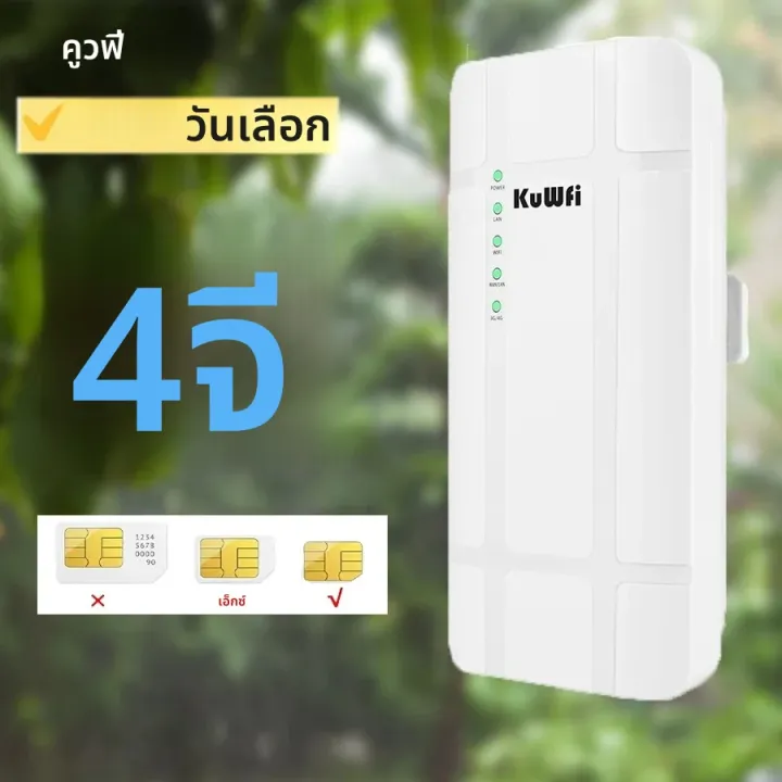 KuWFi กลางแจ้ง 4G LTE Router 300Mbps 2.4GHz Wi-Fi CPE Router CAT4 ...
