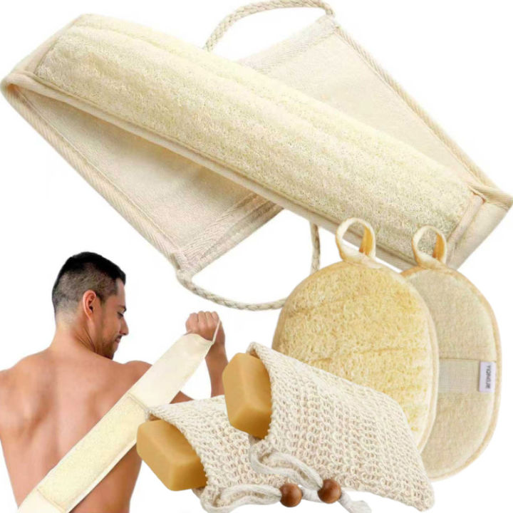 3 Styles Bath Sponge Natural Exfoliating Loofah Sponge Scrubber Body ...