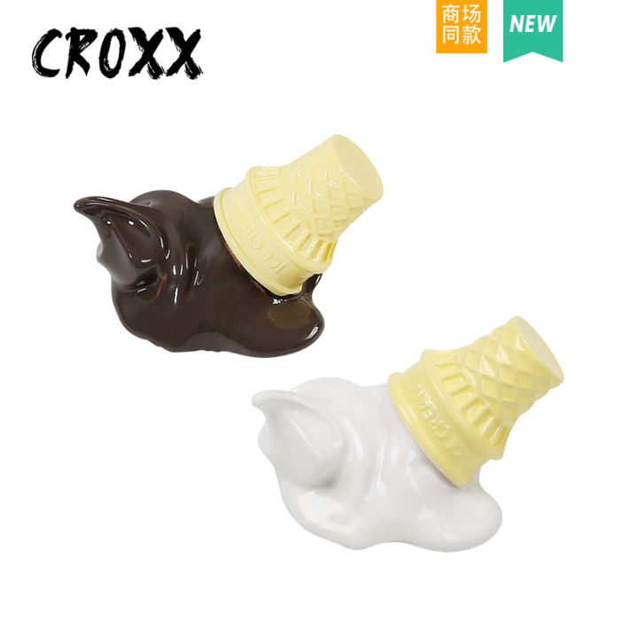 CROXX ขนาดใหญ่รองเท้าอุปกรณ์เสริมครีมไอศกรีมคว่ํา Bowknot ตกแต่งรองเท้า ...