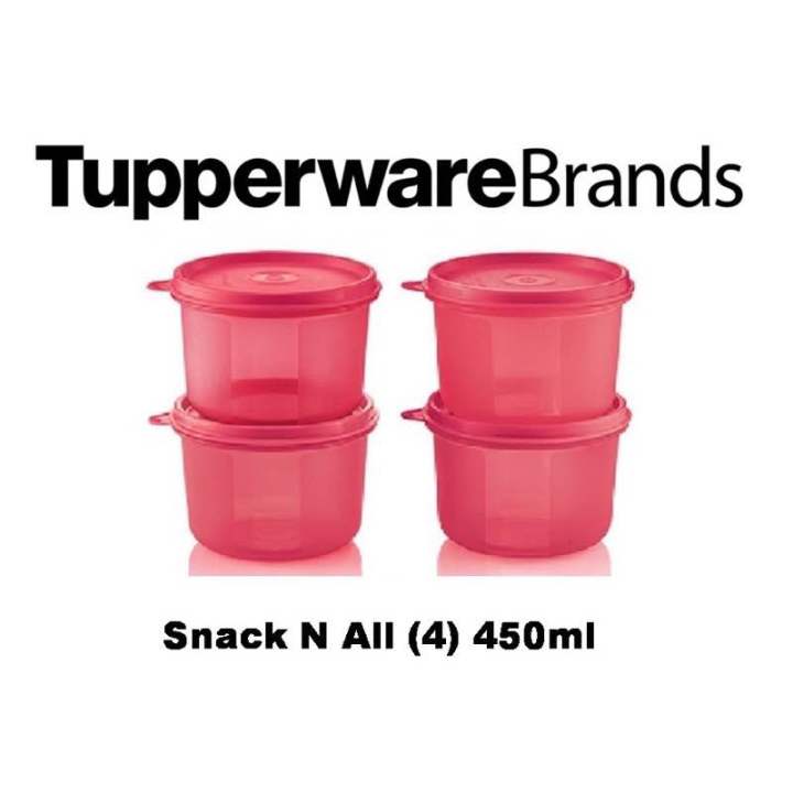 Tupperware Snack N All 450ml Red AirTight Liquid Tight | Lazada