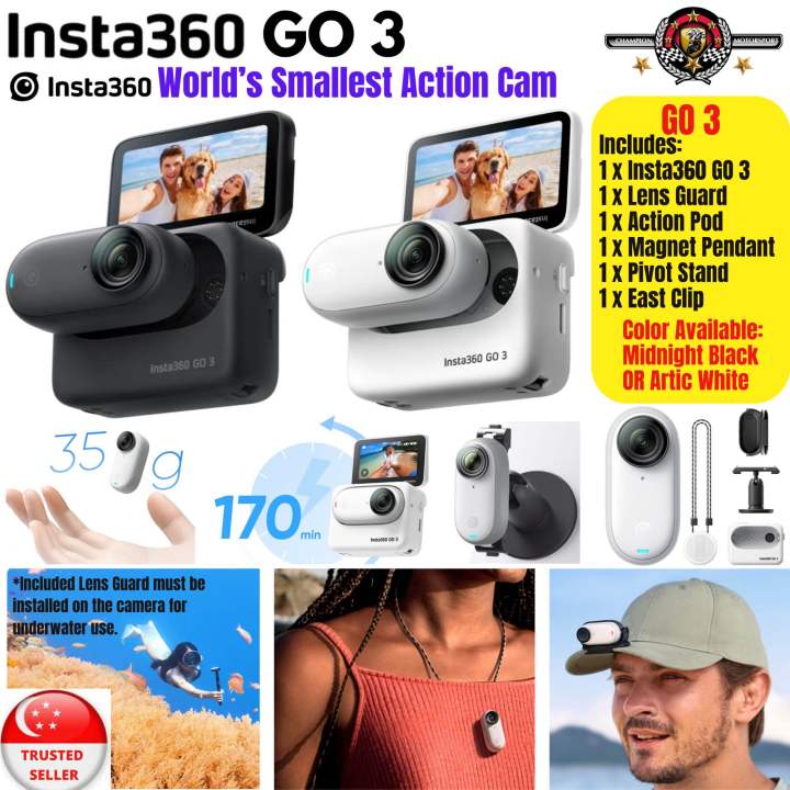 Insta360 GO3 (32GB/ 64GB/ 128GB) Tiny Camera with Flip Screen Action ...