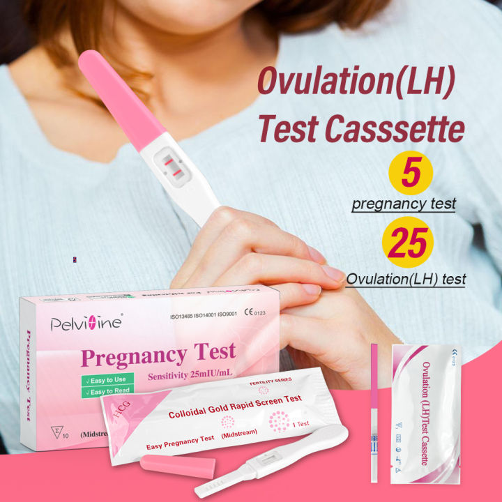 Pelvifine Ovulation & Pregnancy Test Strips Kit: 25 Ovulation Strips ...