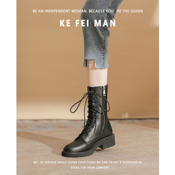 รองเท้าบูทมาร์ตินผู้หญิง Kefei Man ทรงหนา สไตล์อังกฤษ ฤดูใบไม้ร่วง 2025 ...