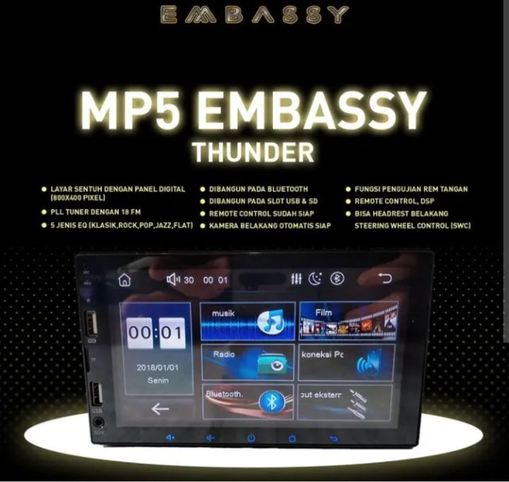 Head Unit Embassy 7 inch deckless Embassy 7 inch type Thunder | Lazada ...