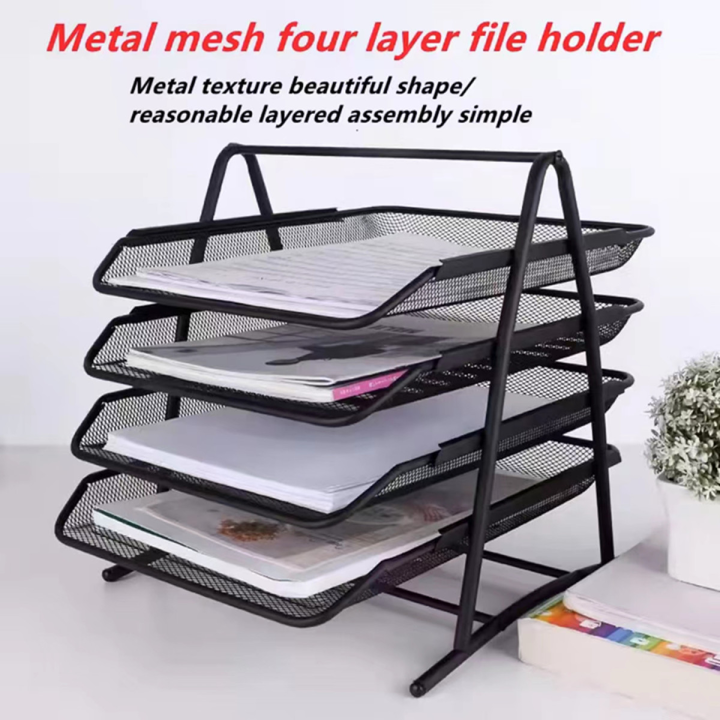 5 layer file rack desk file tray 5 tier foldable file storage box ...