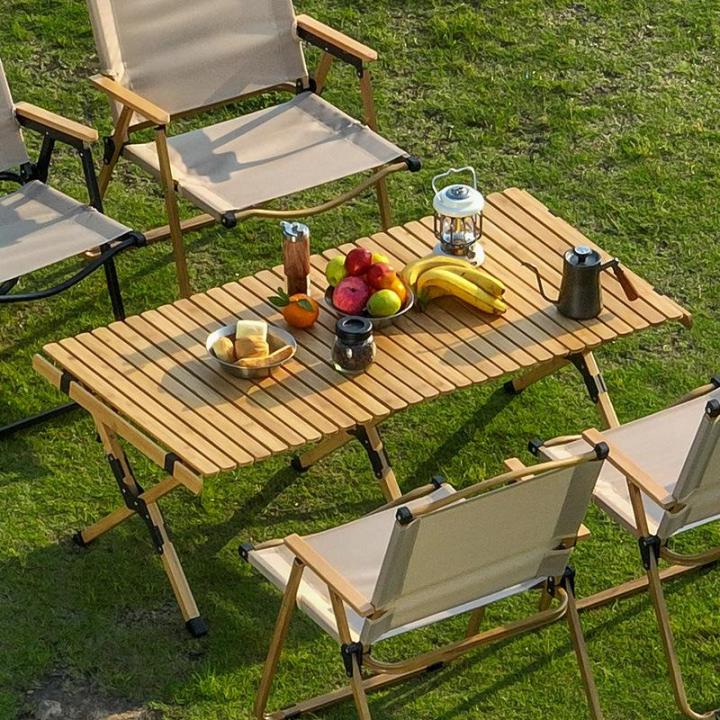 Folding Egg Roll Table Wooden Camping Table 120CM Long Foldable Table ...