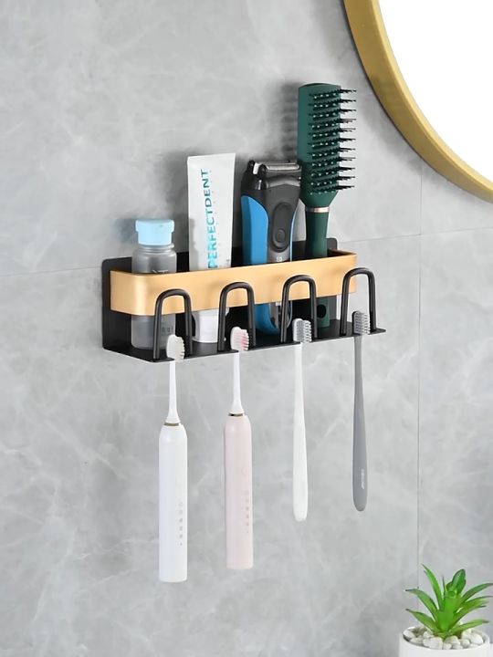 【SG STOCK】Toothbrush Rack Wall-mounted Mouthwash Cup Toothpaste Rack ...